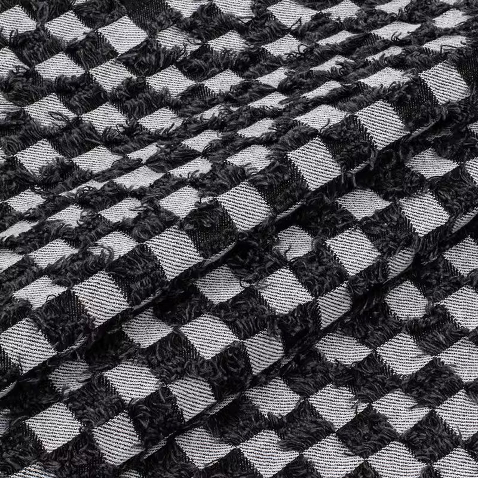 Checkerboard Striped Jacquard Denim Fabric, Thick Denim, Blue Denim ...
