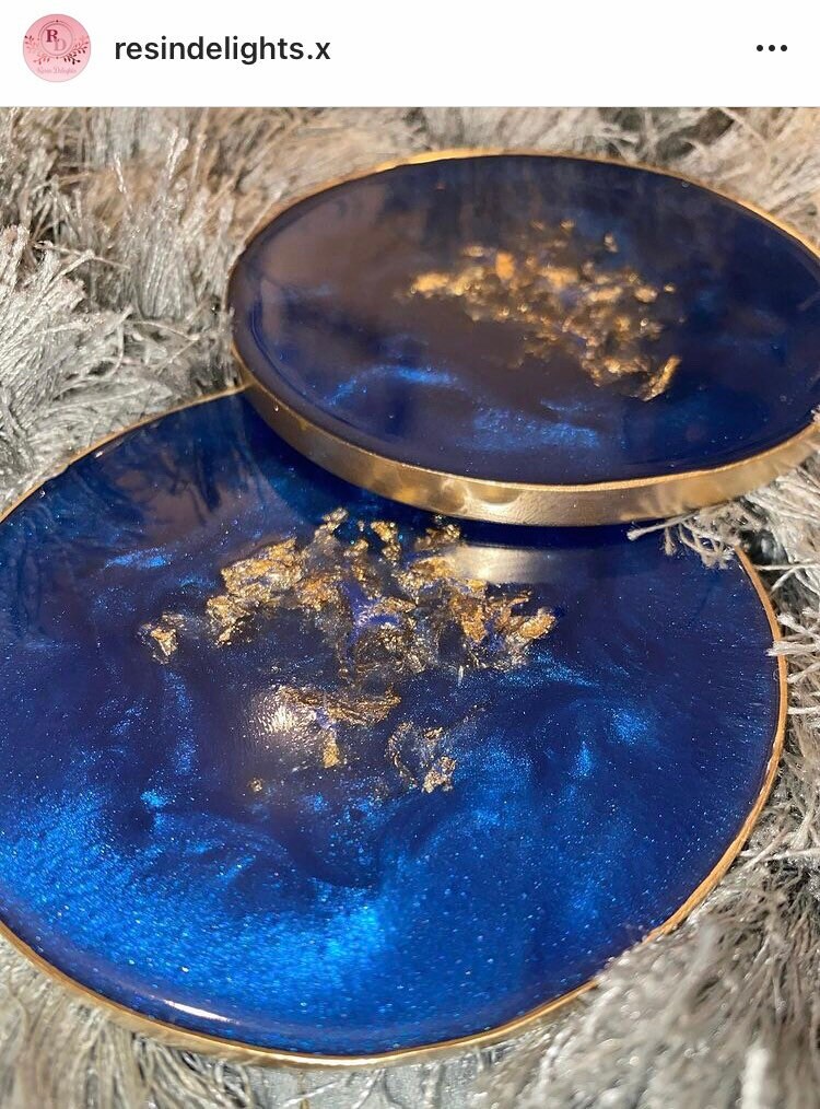 Navy Blue Resin Coasters - Made to Order - Etsy UK