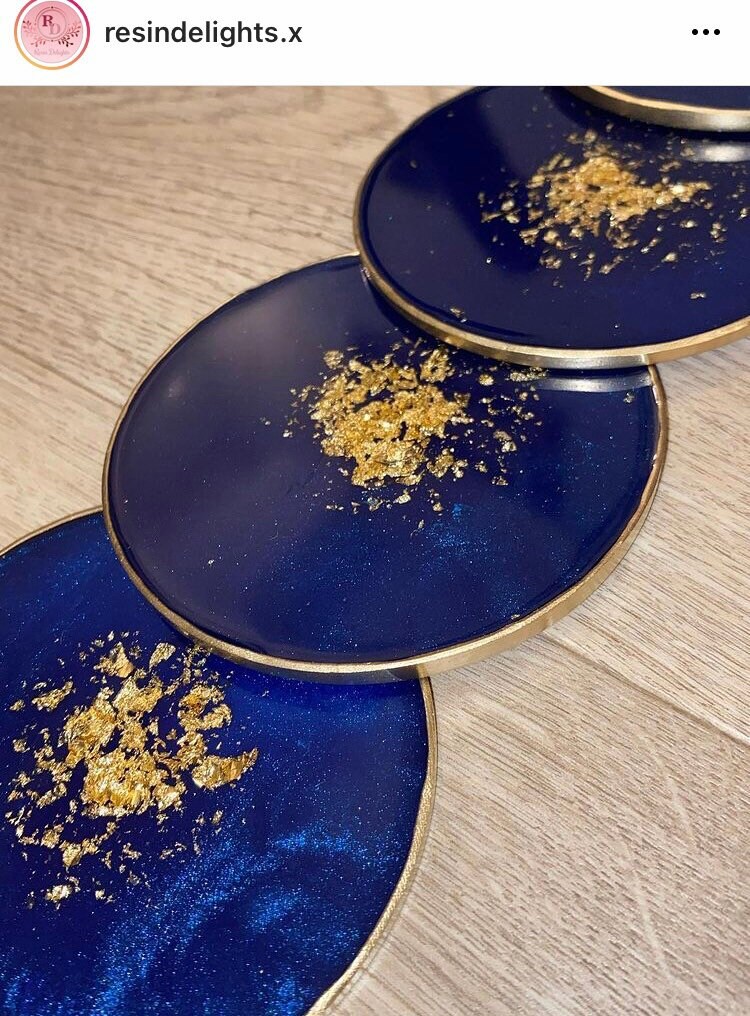 Navy Blue Resin Coasters - Made to Order - Etsy UK