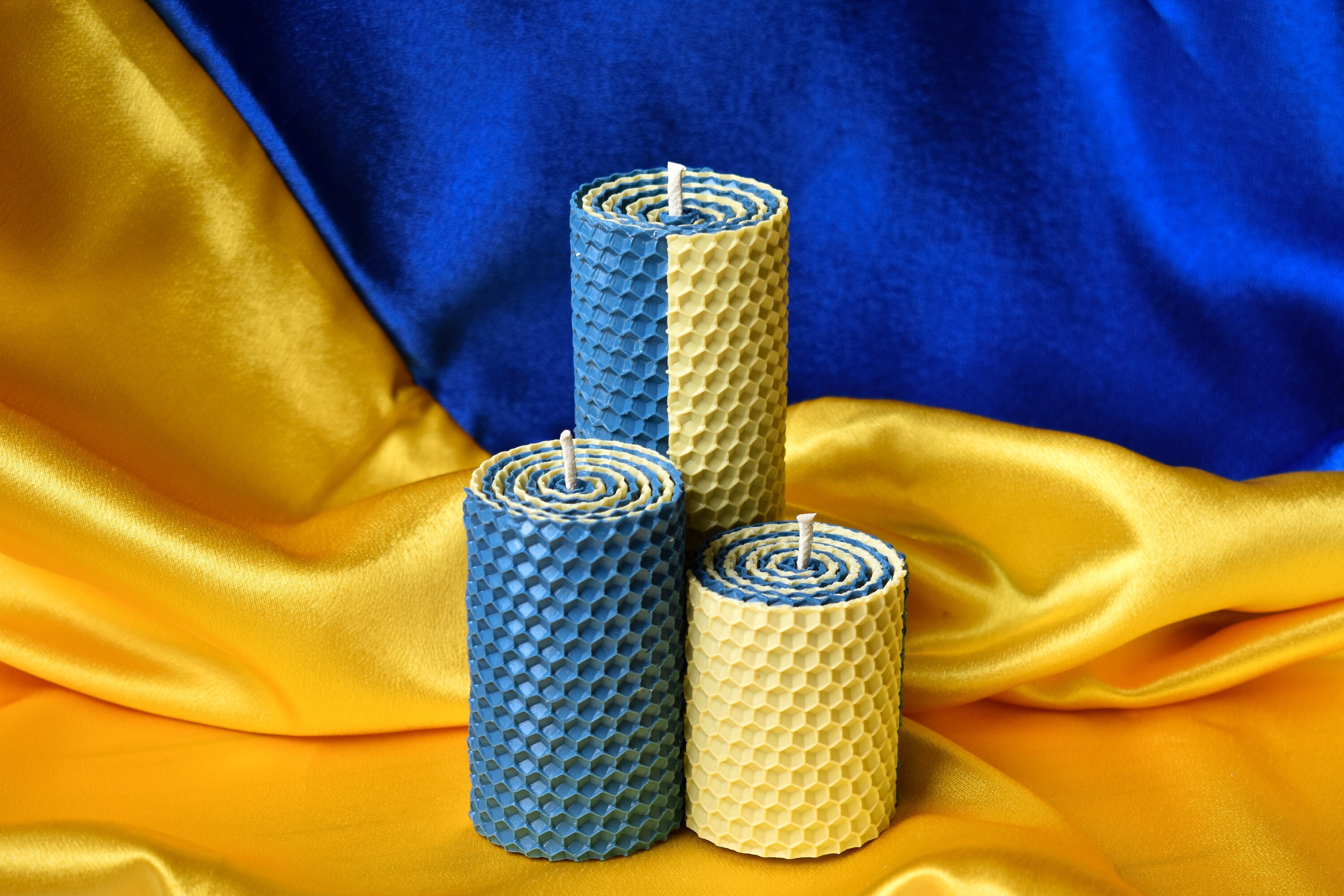 Stand With Ukraine Candles Ukrainian Blue and Yellow National Flag ...