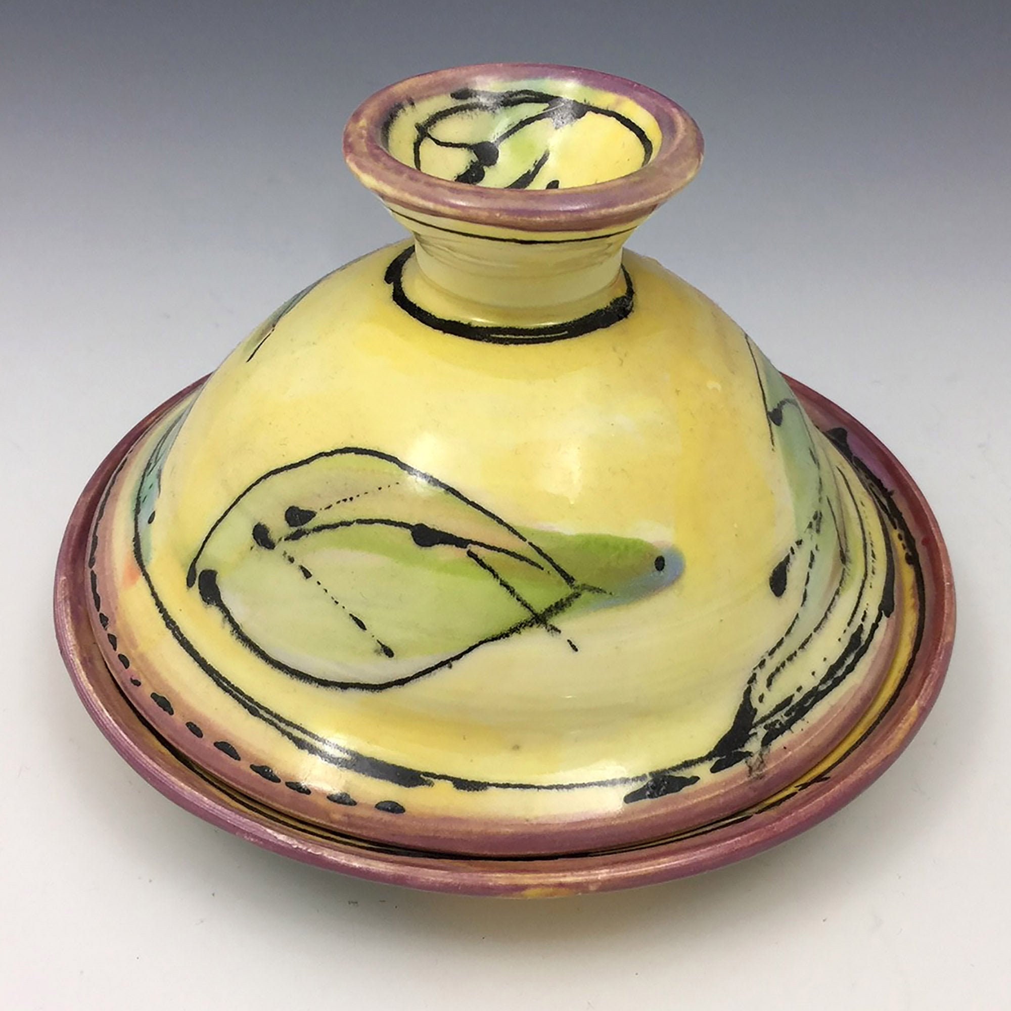 Ceramic Butter/cheese Dish With Lid, Hand Painted, Dishwasher Safe ...