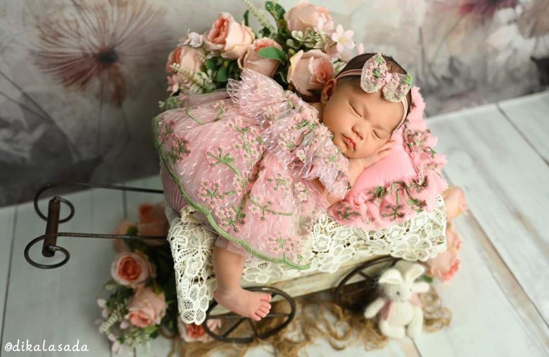 Pinky Baby Dress, Baby Props Essential, New Mom Gift, Baby Girl Outfit ...