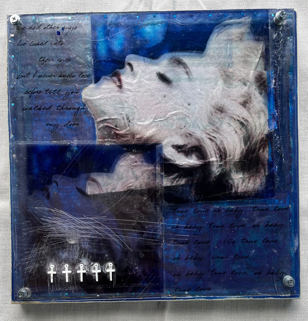 Madonna TRUE BLUE SERIES No.4 Original 12.5X12.5 Mixed Media Industrial ...