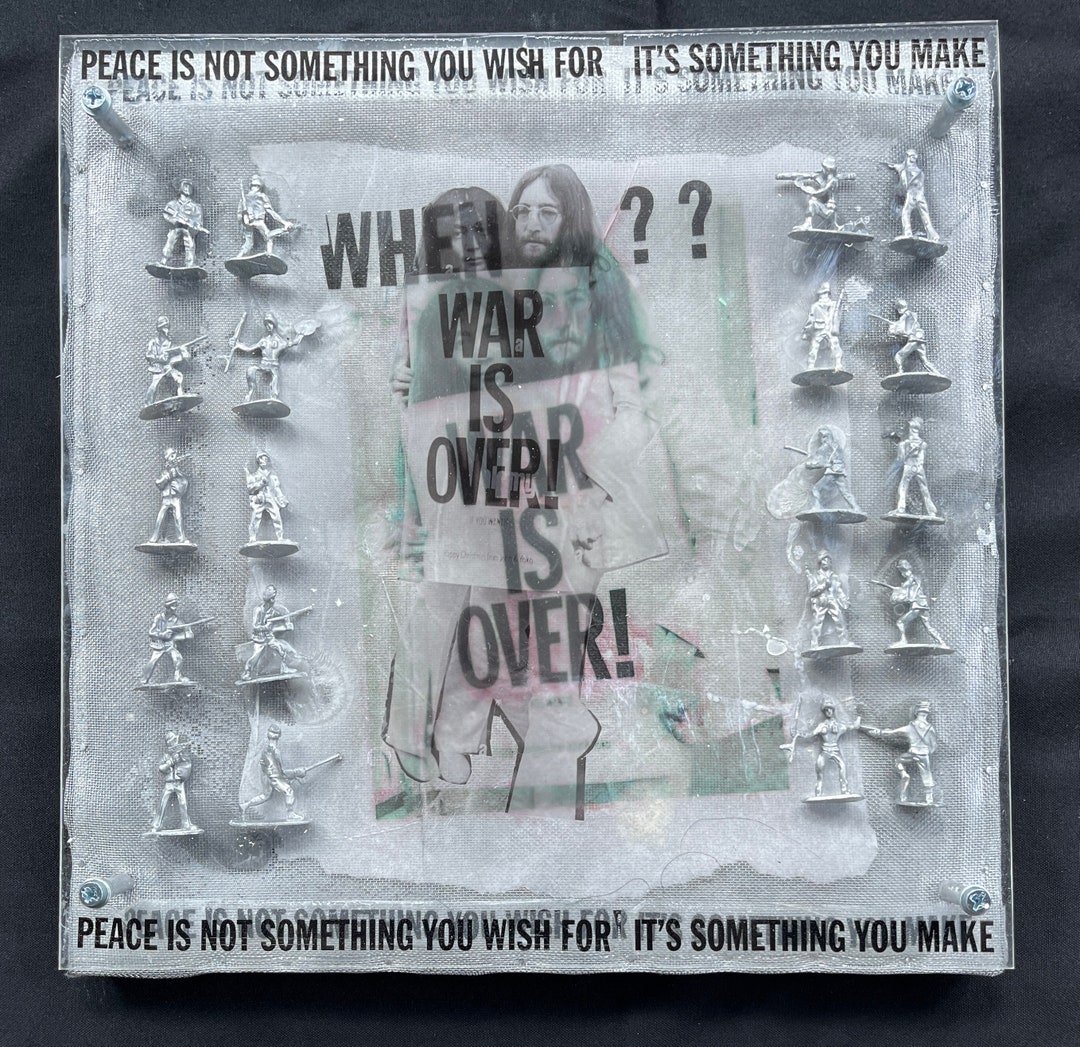 John Lennon Yoko Ono WAR is NOT OVER Series No.7 Original 12.5X12.5 ...