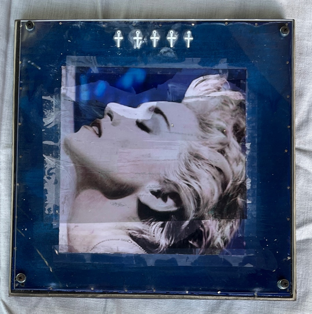 Madonna TRUE BLUE SERIES No.2 Original 12.5X12.5 Mixed Media Industrial ...