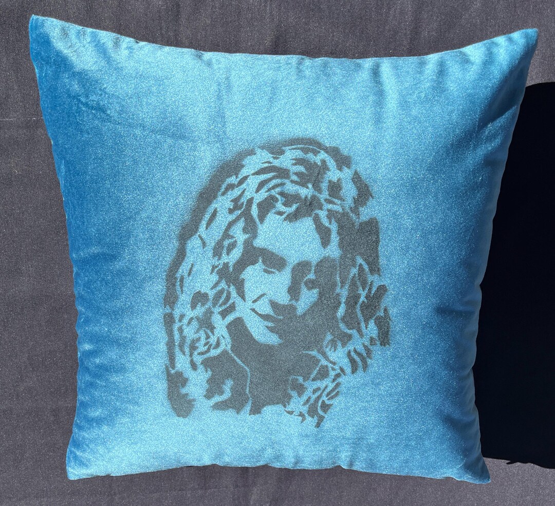 Custom ROBERT PLANT Led Zeppelin Soft Velvet Sapphire Blue 18x18 INDOOR ...