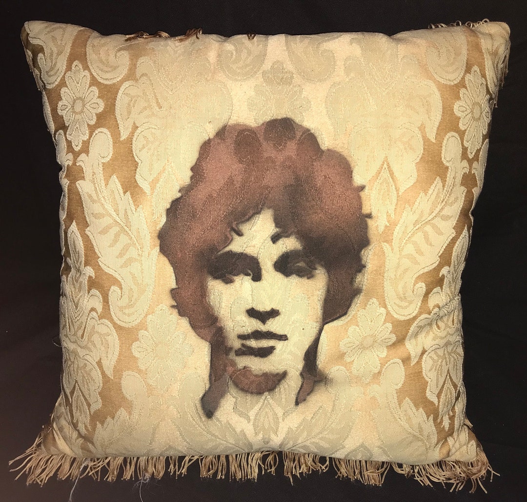 Custom BRUCE Springsteen Gold Satin Silk Cotton Patterned Fringe 18x18 ...