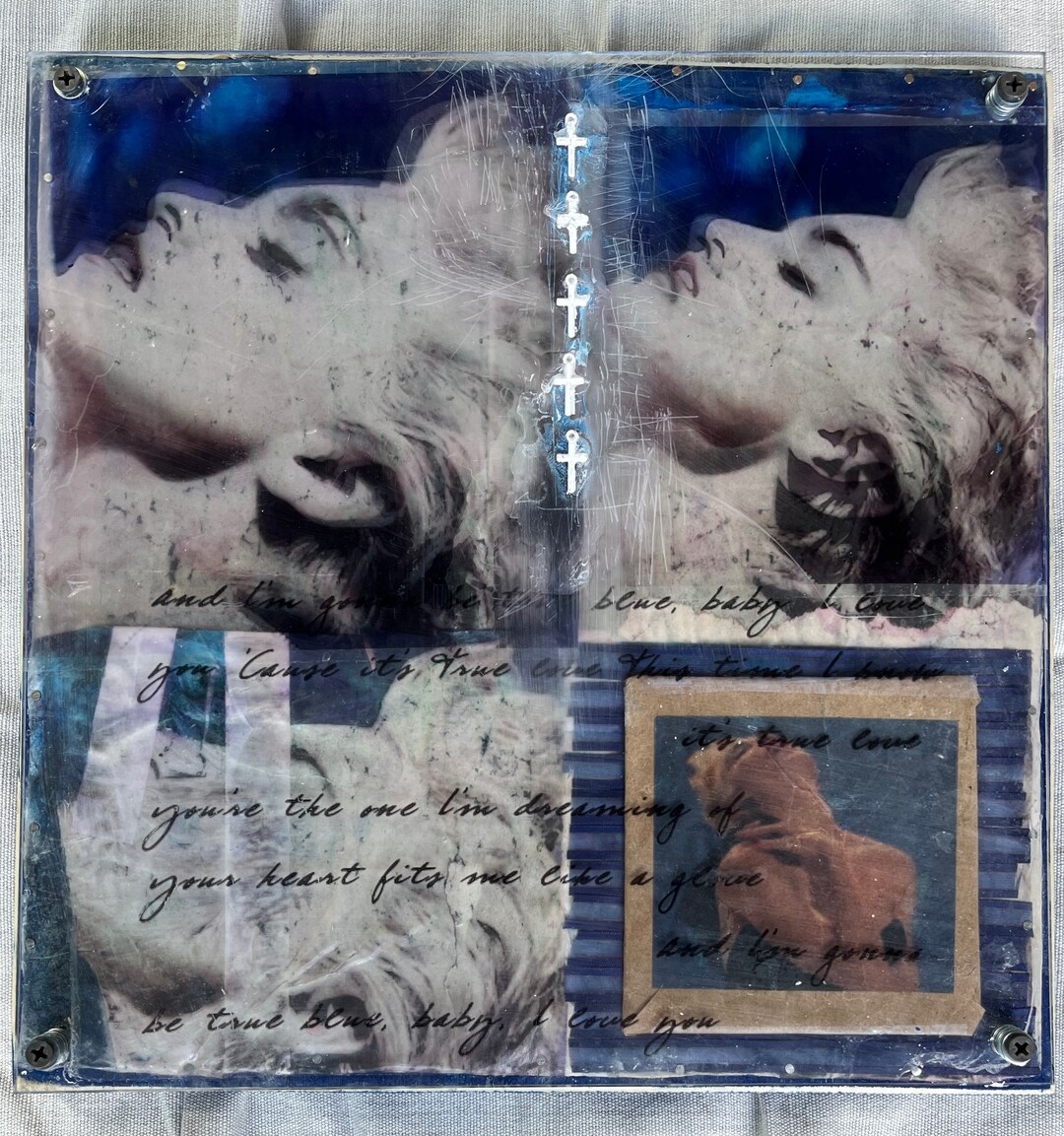 Madonna TRUE BLUE SERIES No.6 Original 12.5X12.5 Mixed Media Industrial ...