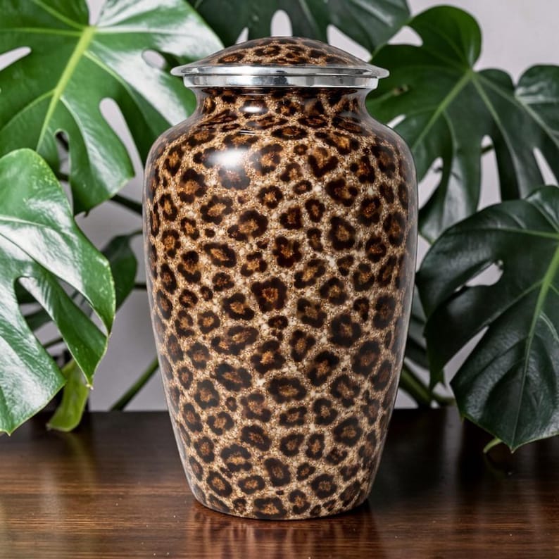 Cremation Urn for Human Ashes Leopard Design Urn With Velvet Bag - Etsy