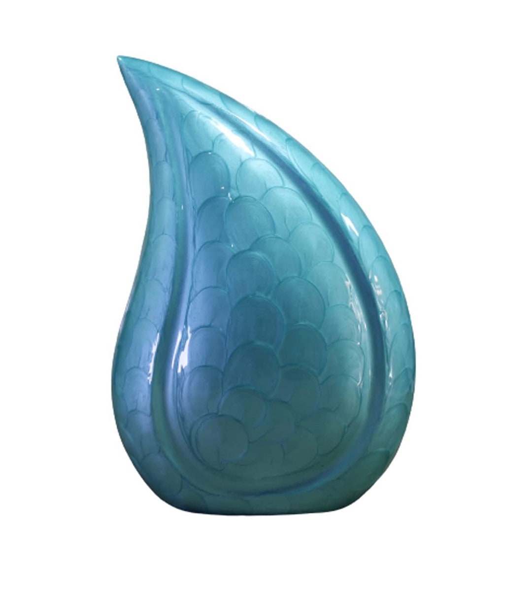 Handmade Teardrop Cremation Urn: Light Blue Aluminum Funeral Urn - Etsy