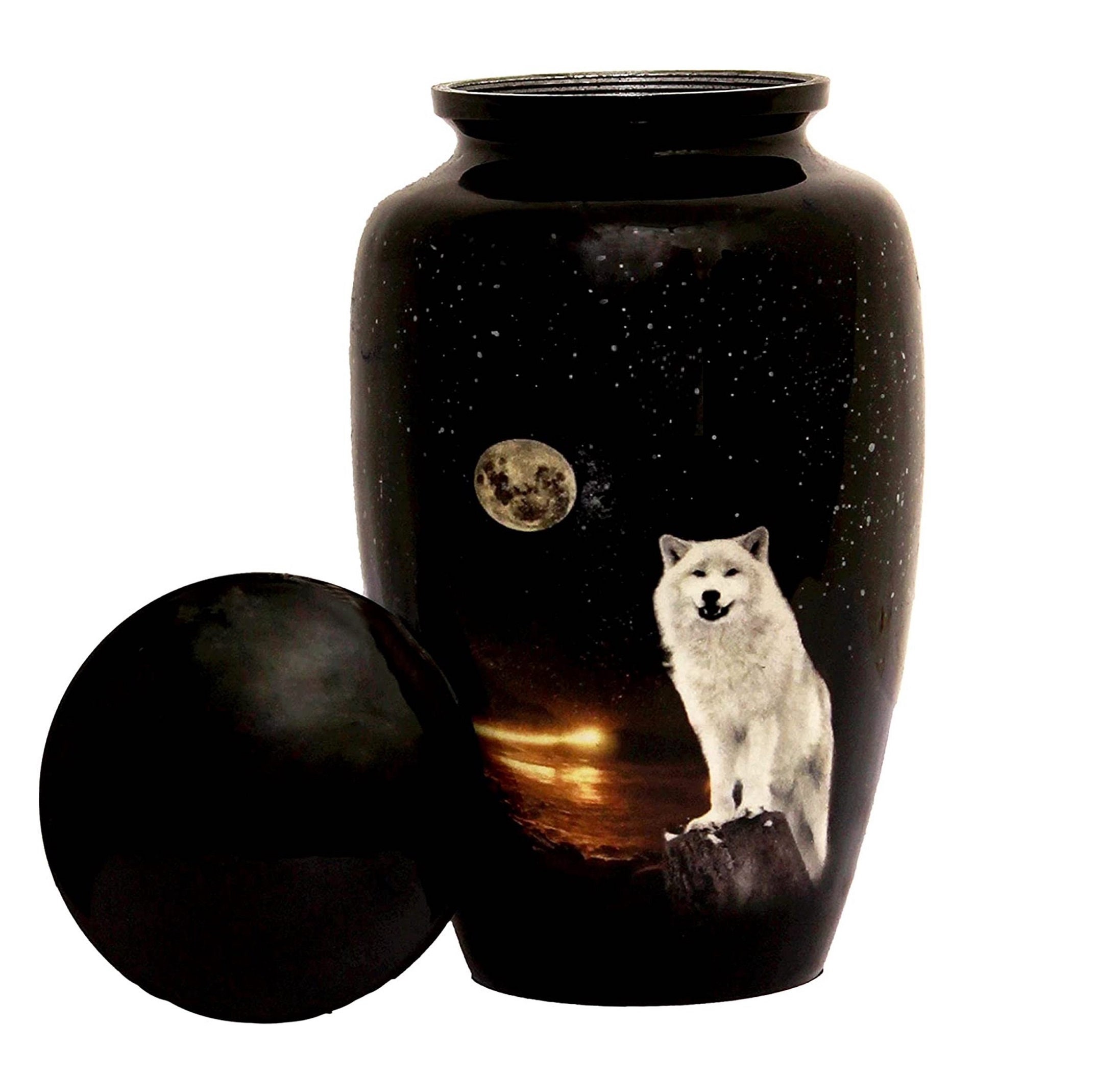 Wolf Night Full Moon Cremation Urn for Human Ashes Adult Funeral Urn ...