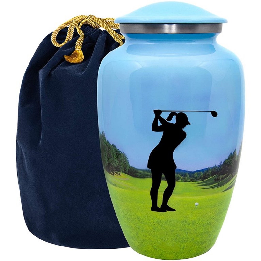 Men's Golf Cremation Urn for Human Ashes - Large Adult Urn With Velvet ...
