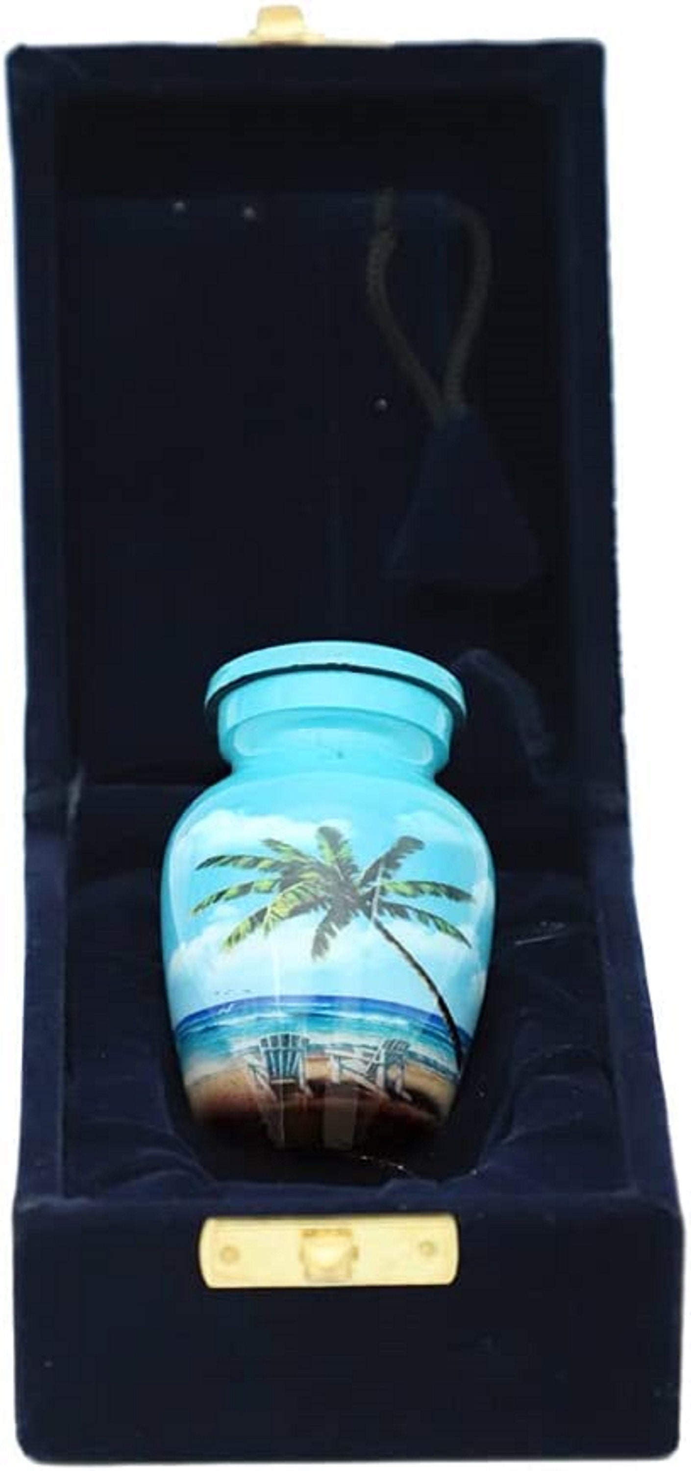 Mini Cremation Urn Blue Beach Small Keepsake Keepsake Urn With 1 Velvet ...