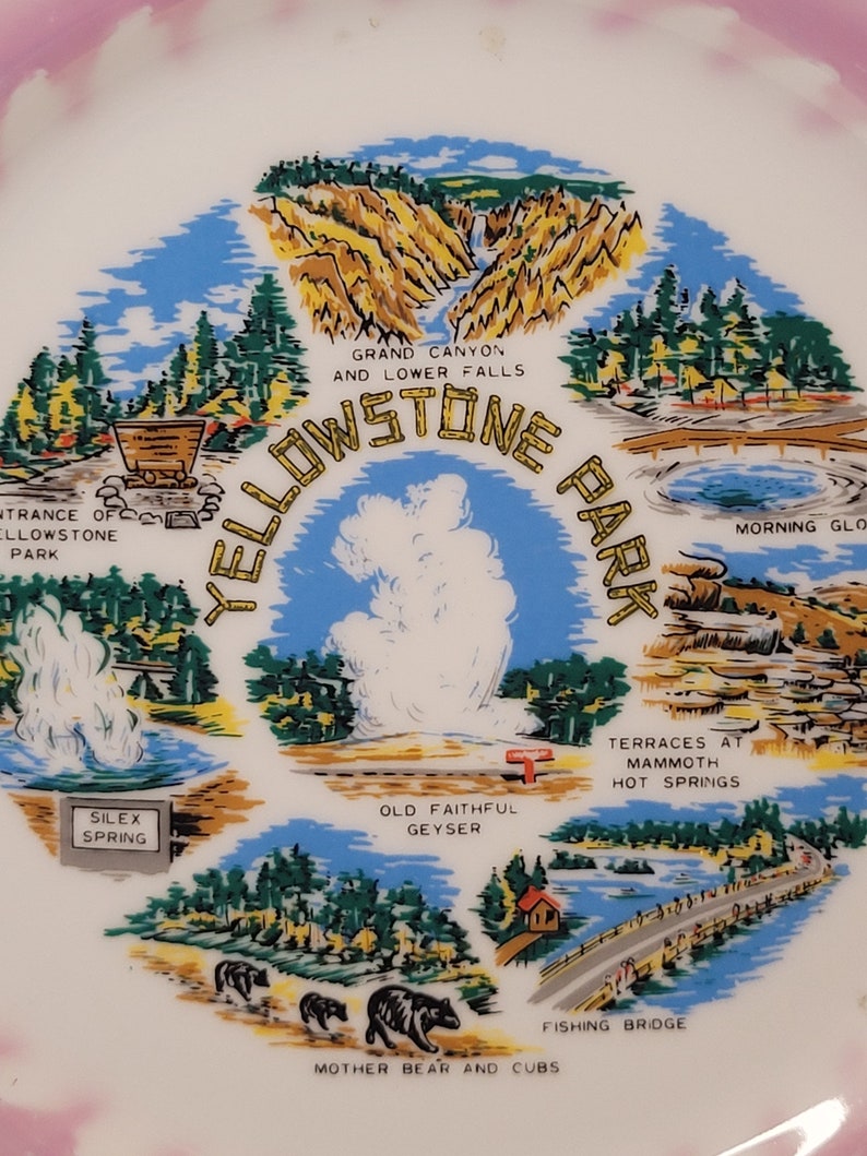 Vintage Yellowstone National Park Tourist Souvenir Plate - Etsy
