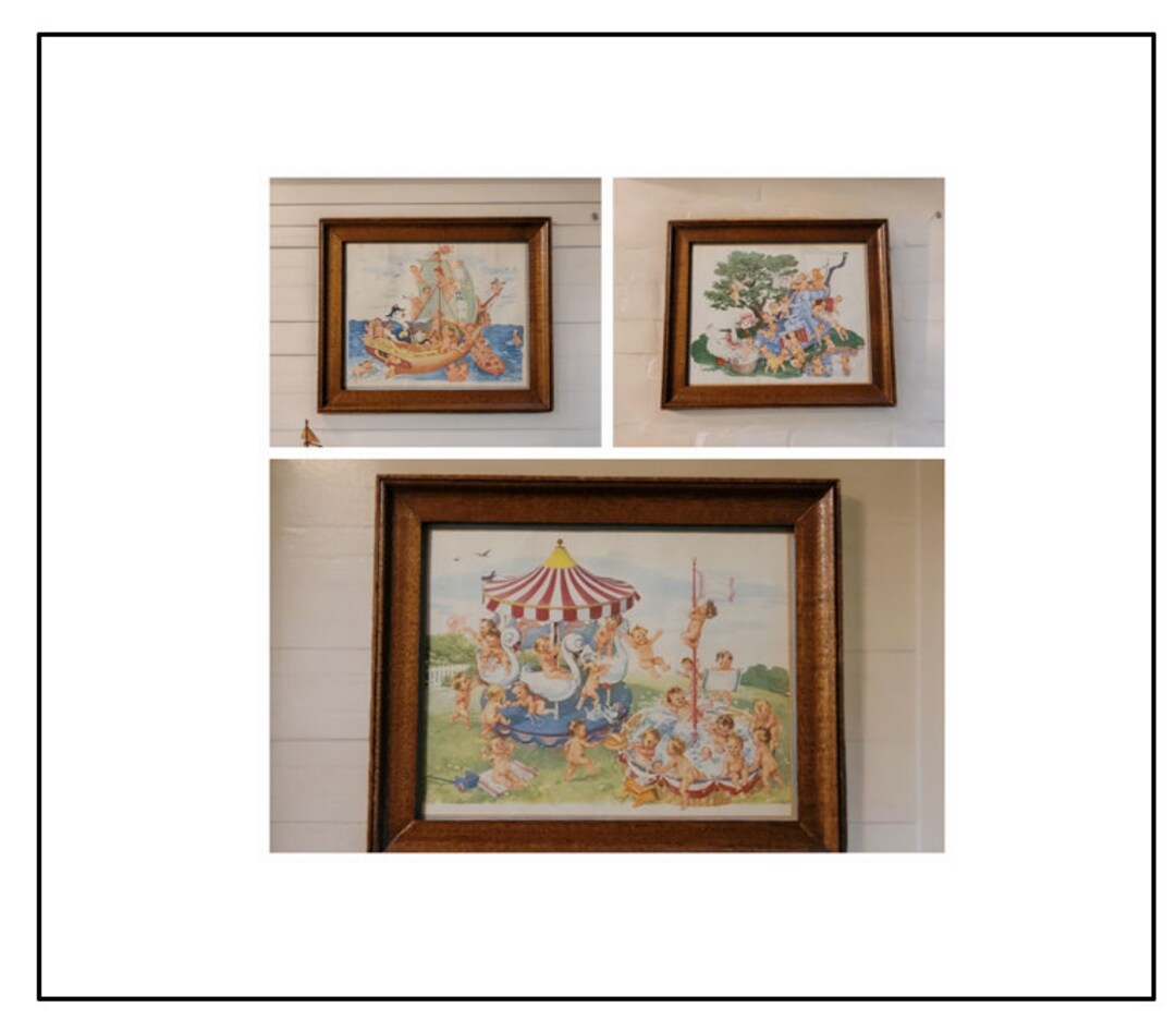 Vintage 1940s Framed Swan Soap swanny Babies Advertisement Prints ...