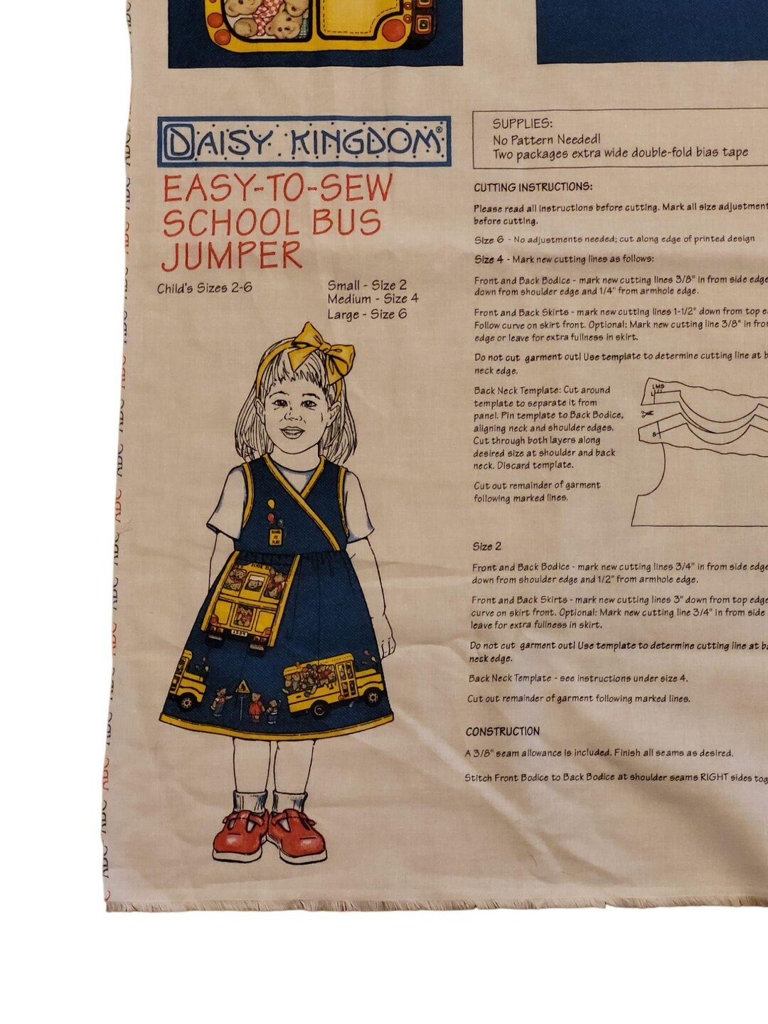 Daisy Kingdom Easy to Sew School Bus Jumper Cut and Sew #3720 1998 - Etsy