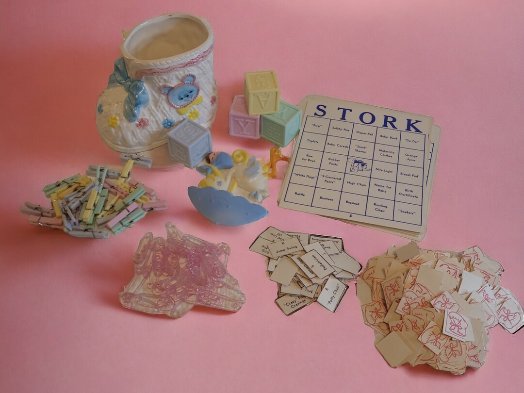 Vintage Baby Shower Game and Decor, Favors Ardco Baby Bootie, Bingo ...