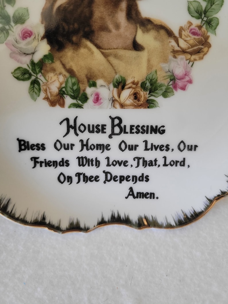 Vintage Jesus Christ House Blessing Wall Plate With Gold Trim - Etsy