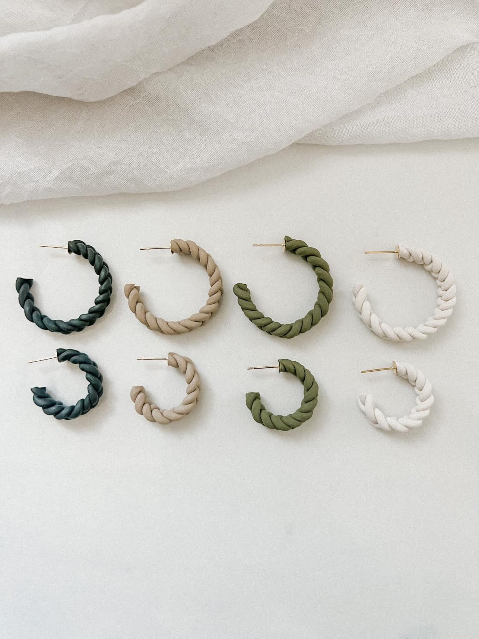 The Hoop Collection Braided Neutral Hoops Clay Earrings - Etsy