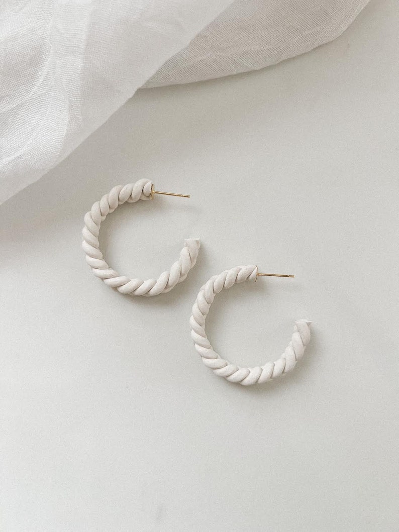 The Hoop Collection Braided Neutral Hoops Clay Earrings - Etsy