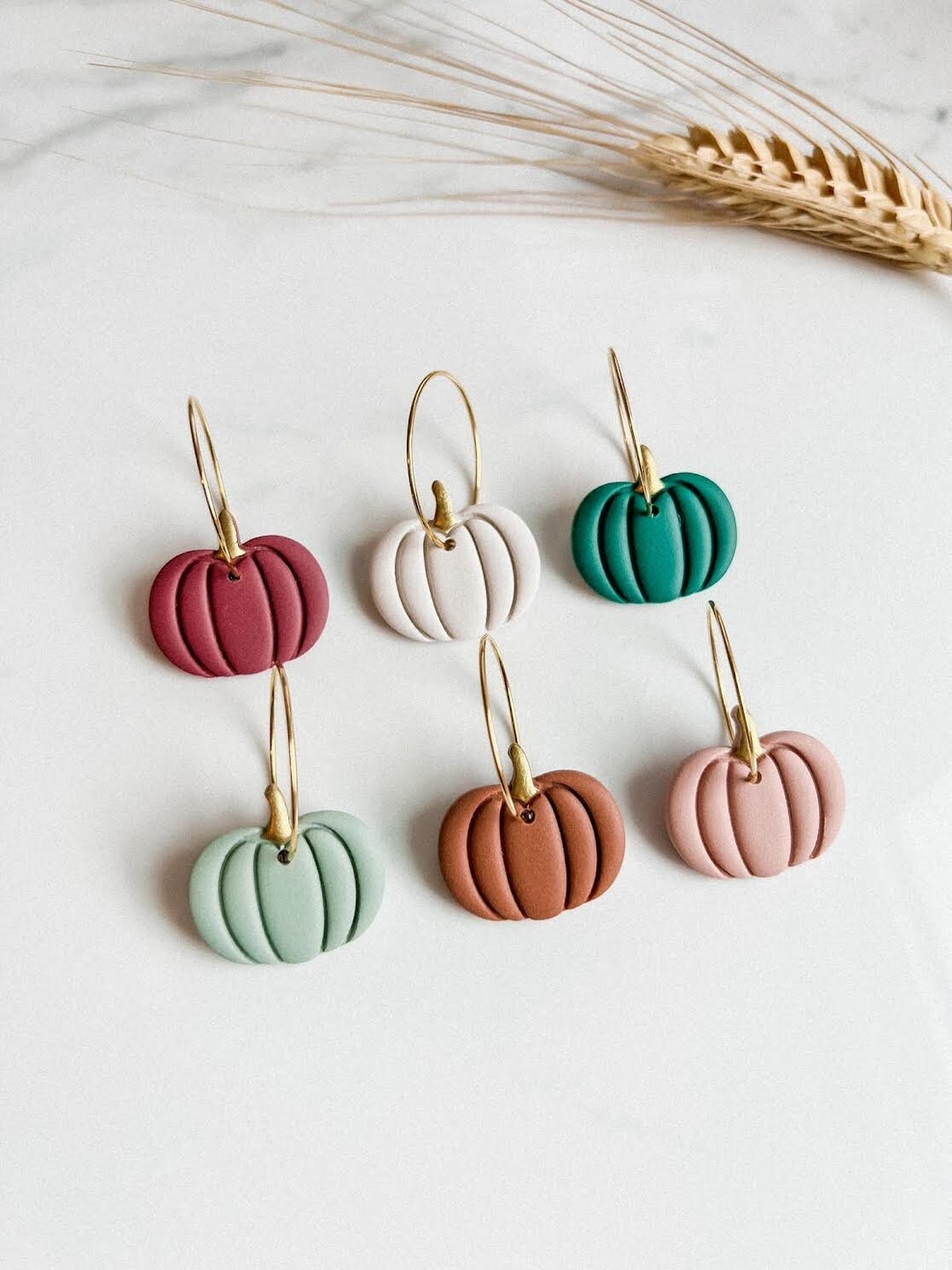 The Fall Collection | Gold Stem Pumpkin Hoops | Fall Earrings | Pumpkin ...