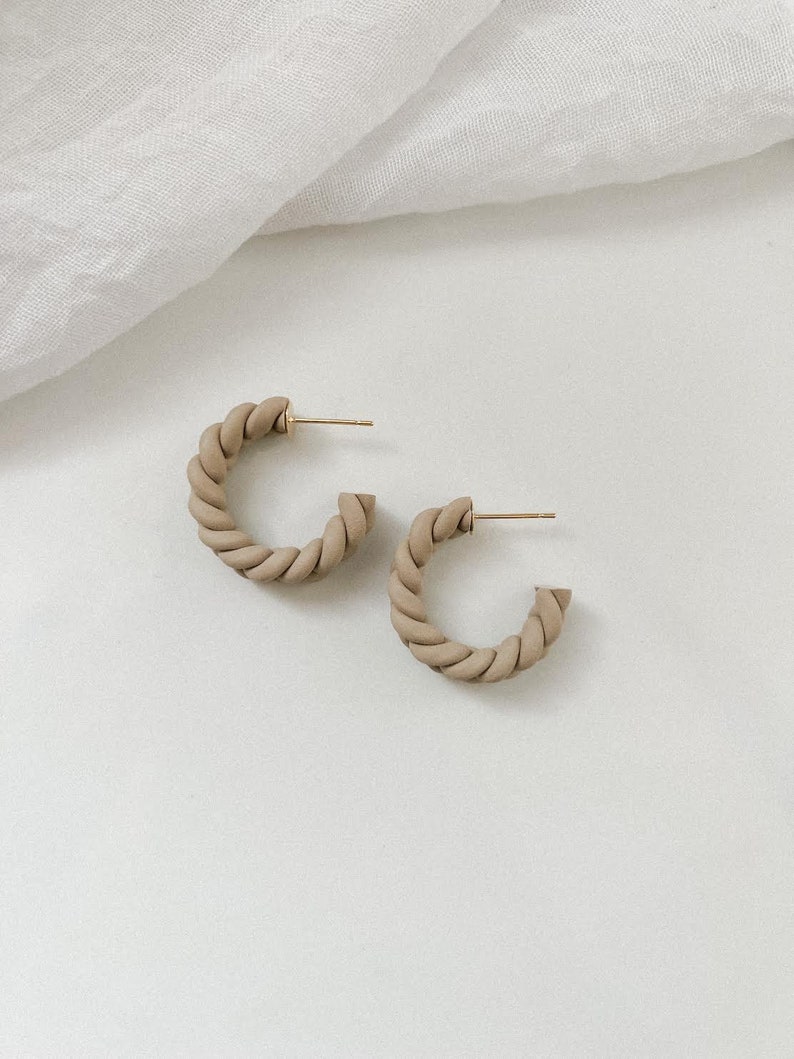 The Hoop Collection Braided Neutral Hoops Clay Earrings - Etsy