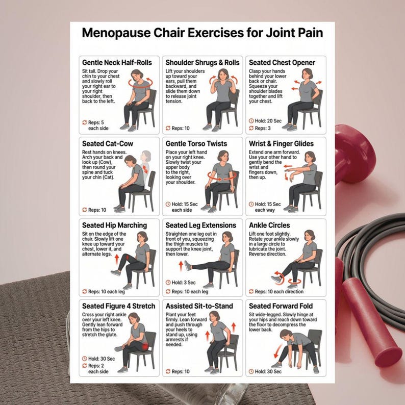 Menopause Chair Exercises for Joint Pain PDF, Arthritis Relief Routine ...