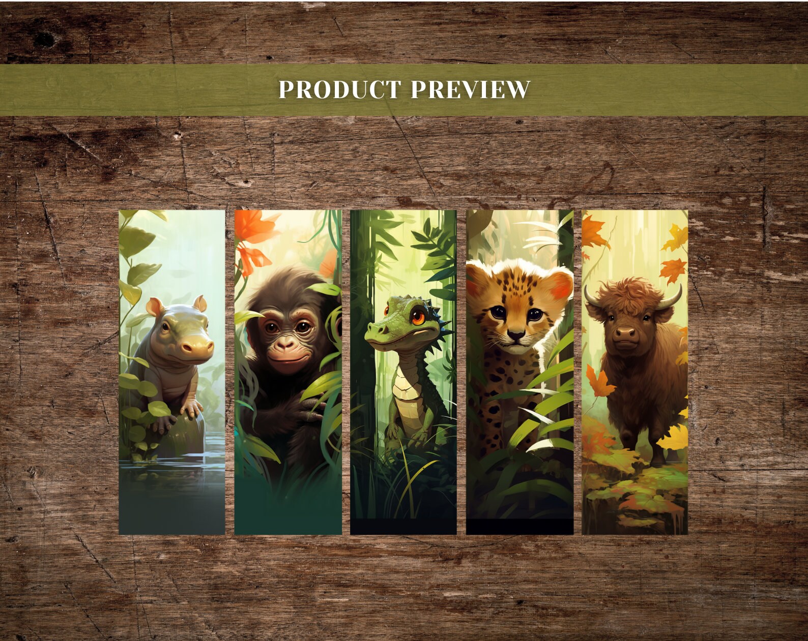 Baby Safari Animals Printable Bookmark Set, Digital Download, Wildlife ...