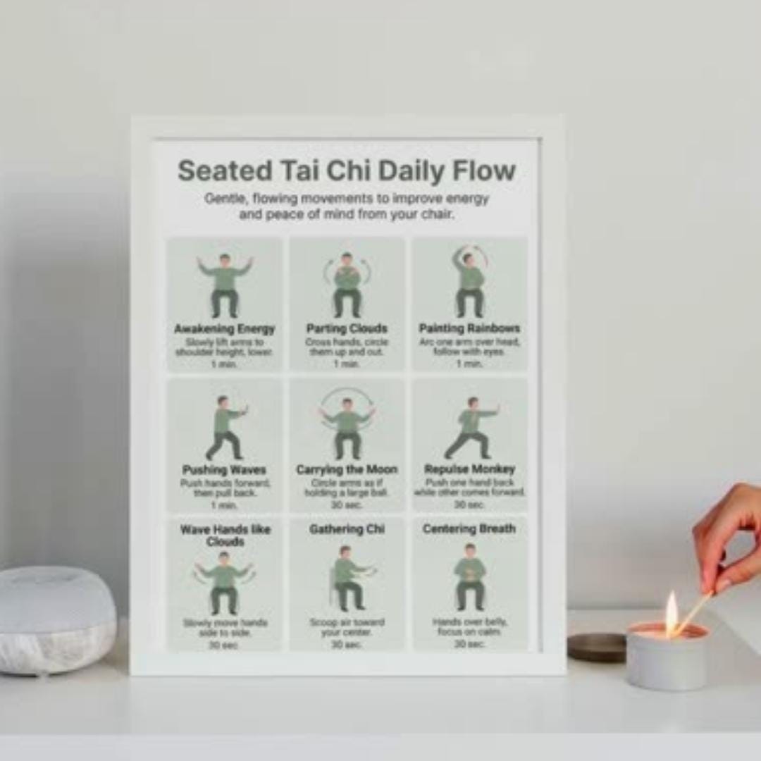 Seated Tai Chi Flow Chart, Chair Exercises for Seniors PDF, Gentle ...