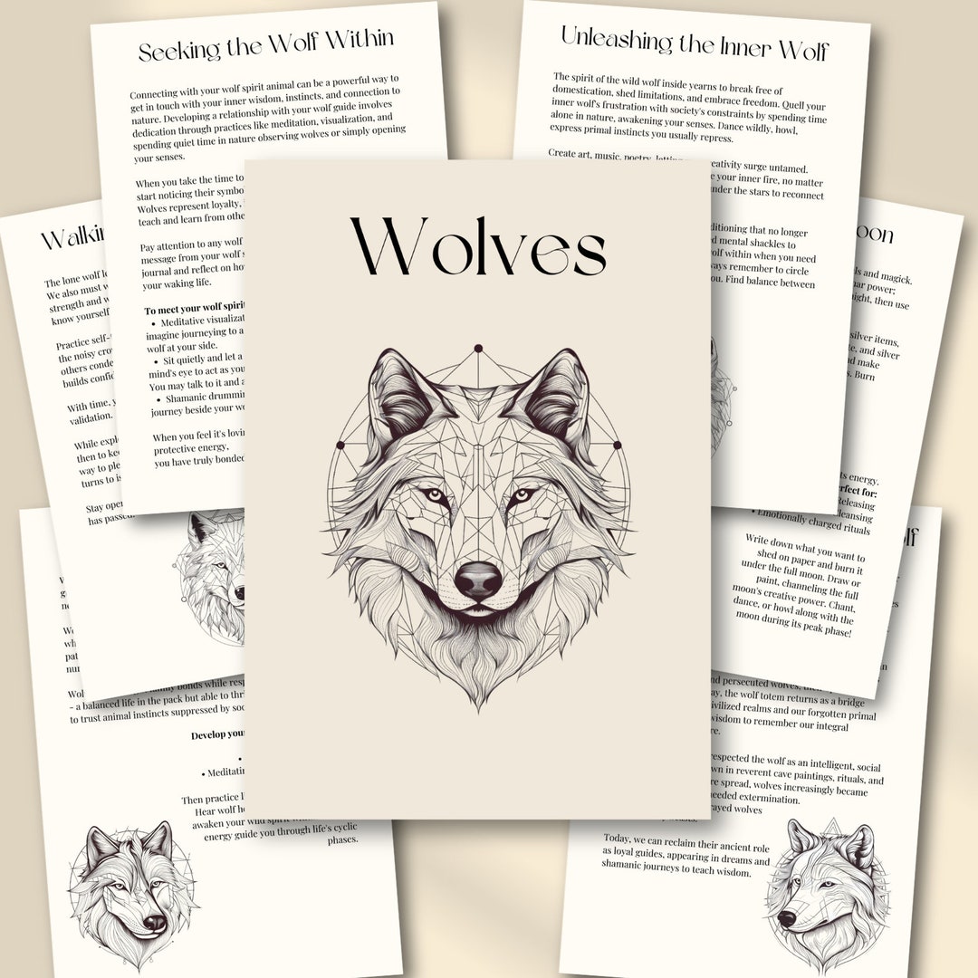 Wolf Book of Shadows Pages Printable Minimalist Grimoire Book Spirit ...