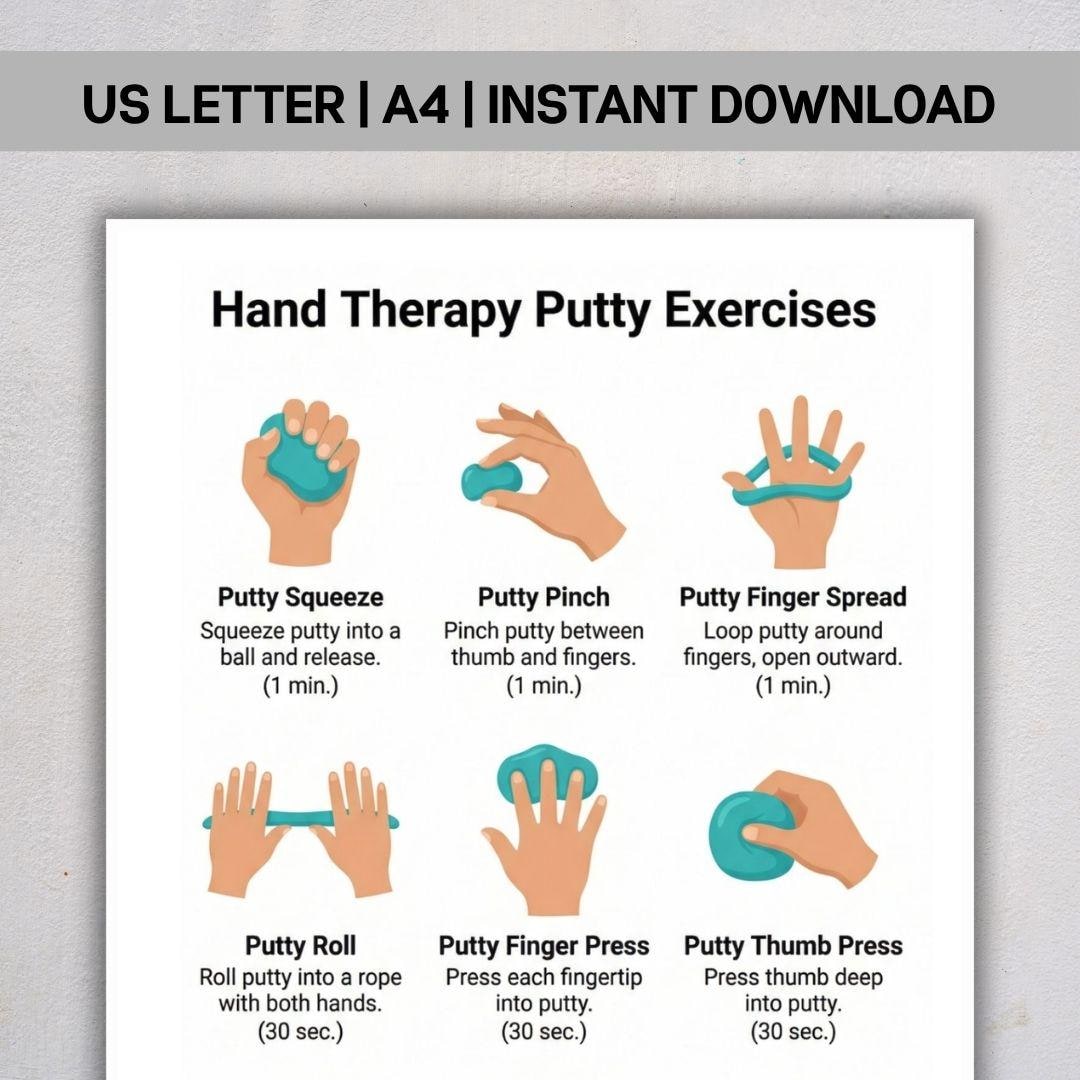 Hand Therapy Putty Exercises PDF, Finger Strengthening Routine Chart ...