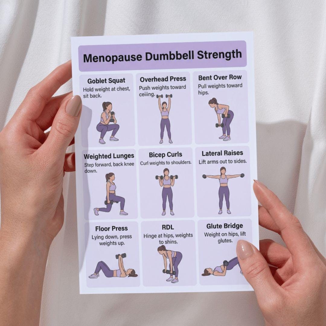 Menopause Dumbbell Strength Workout, Women's Fitness Chart PDF ...