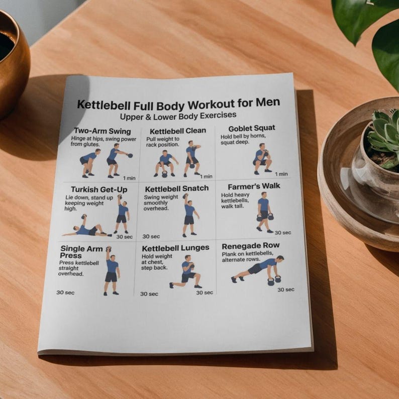 Kettlebell Full Body Workout for Men, Kettlebell Exercise Chart PDF ...