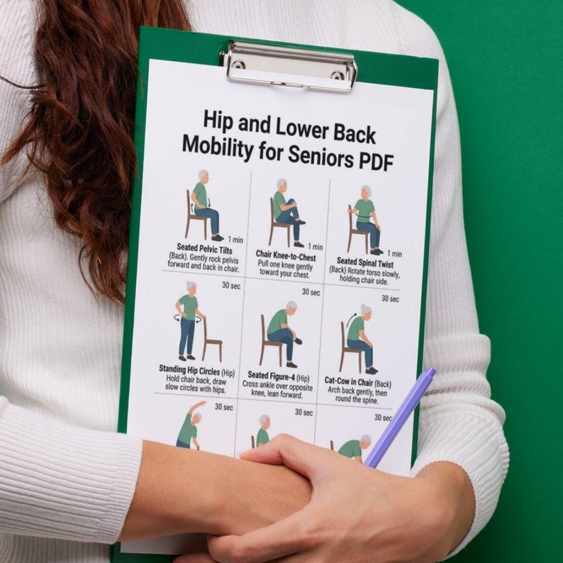Hip and Lower Back Mobility for Seniors PDF, Gentle Stretching Routine ...