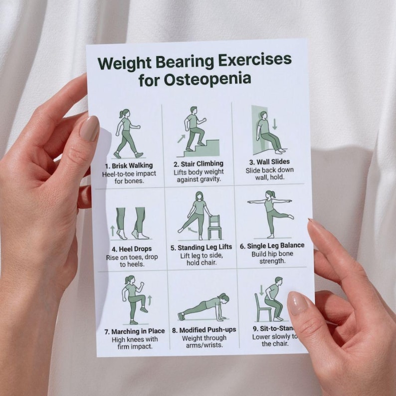 Weight Bearing Exercises for Osteopenia, Bone Health Workout Chart PDF ...