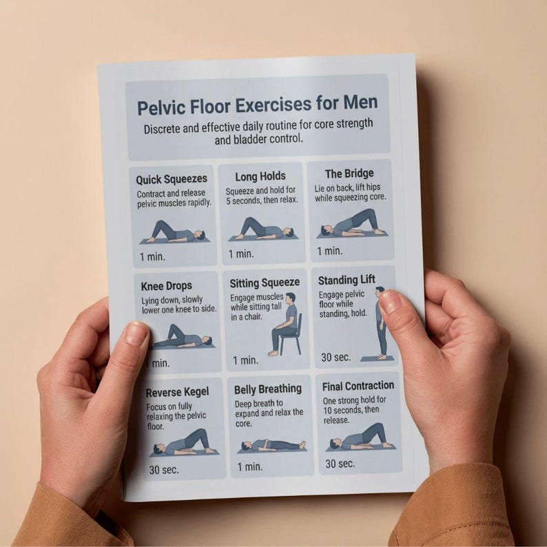 Pelvic Floor Exercises for Men, Kegel Exercise Chart PDF, Men's Pelvic ...