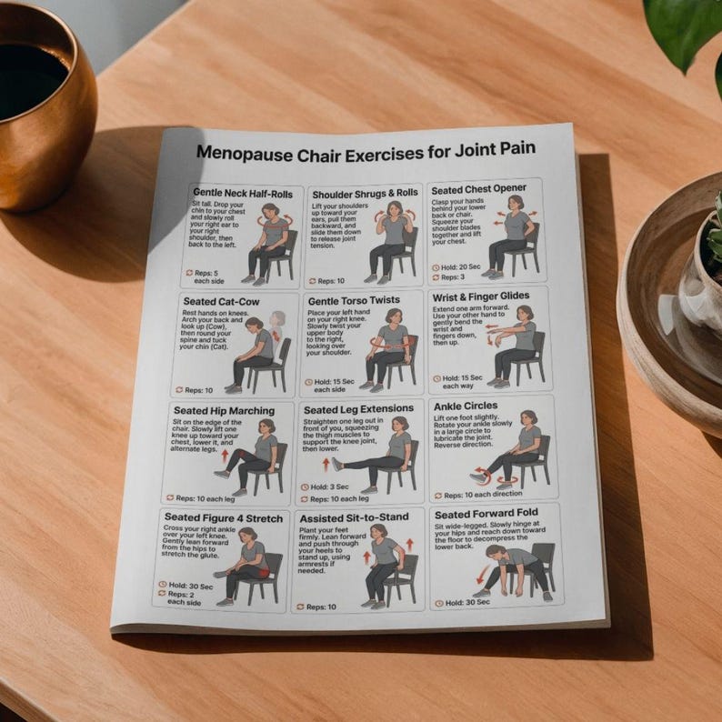 Menopause Chair Exercises for Joint Pain PDF, Arthritis Relief Routine ...