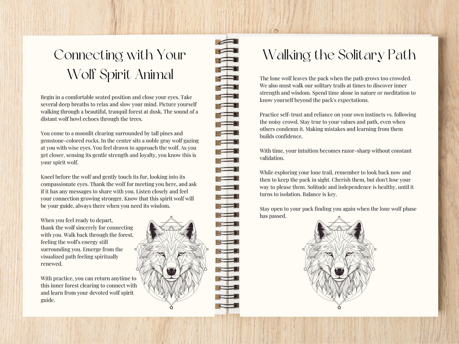 Wolf Book of Shadows Pages Printable Minimalist Grimoire Book Spirit ...