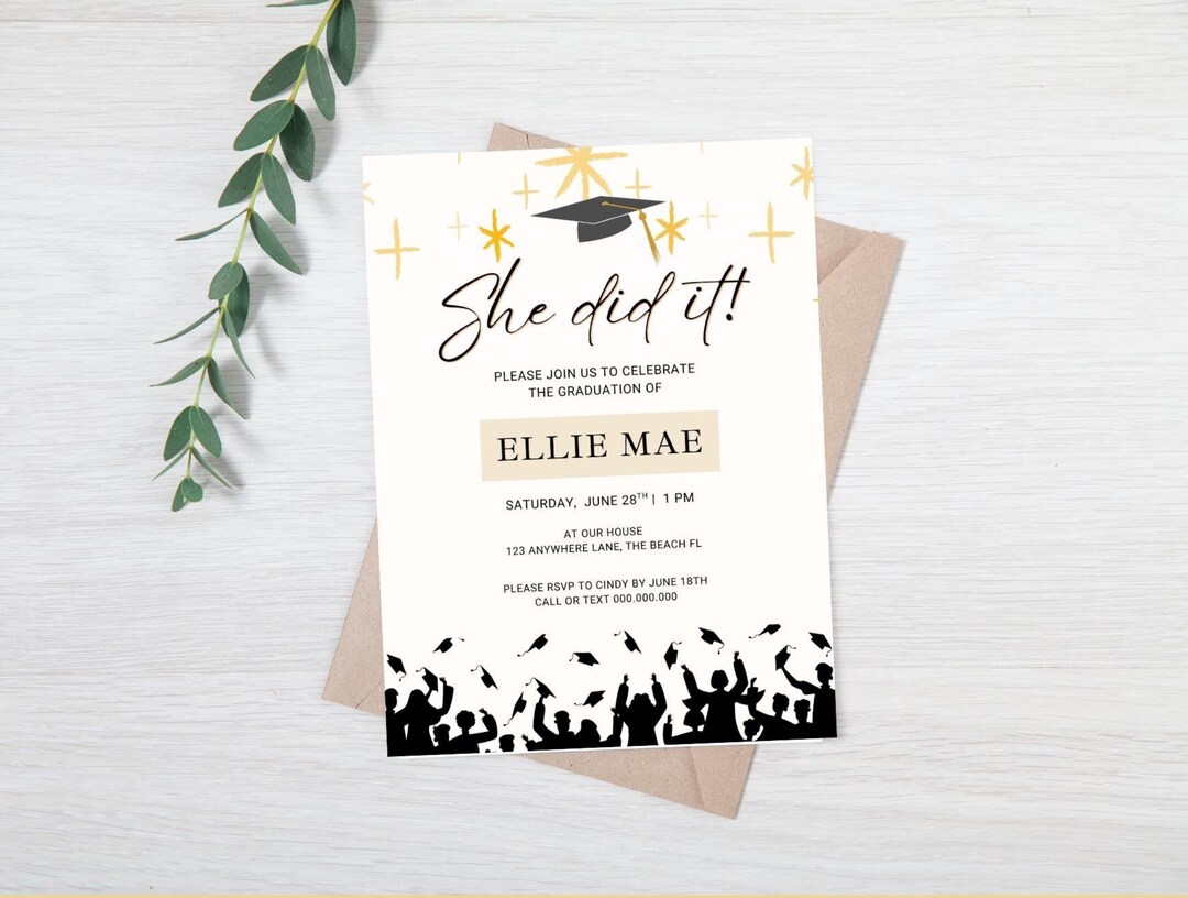 EASY Graduation Digital Invitation Template | Graduate Announcement ...