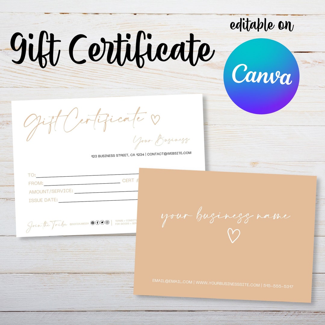 Nue Color Minimalist Gift Certificate Template, Editable Minimalist ...