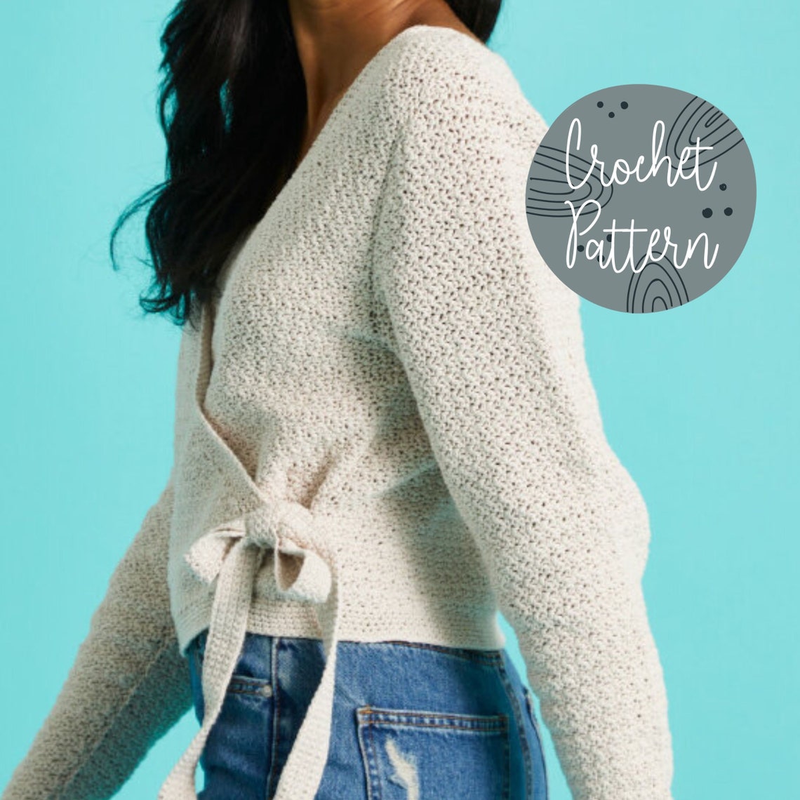 Wrap Front Cardigan Crochet Pattern, Cardigan Crochet Pattern, Surplice ...
