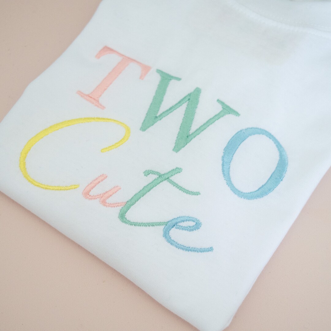 Two Cute Birthday T-shirt I Am Two 2nd Birthday Embroidered Birthday ...