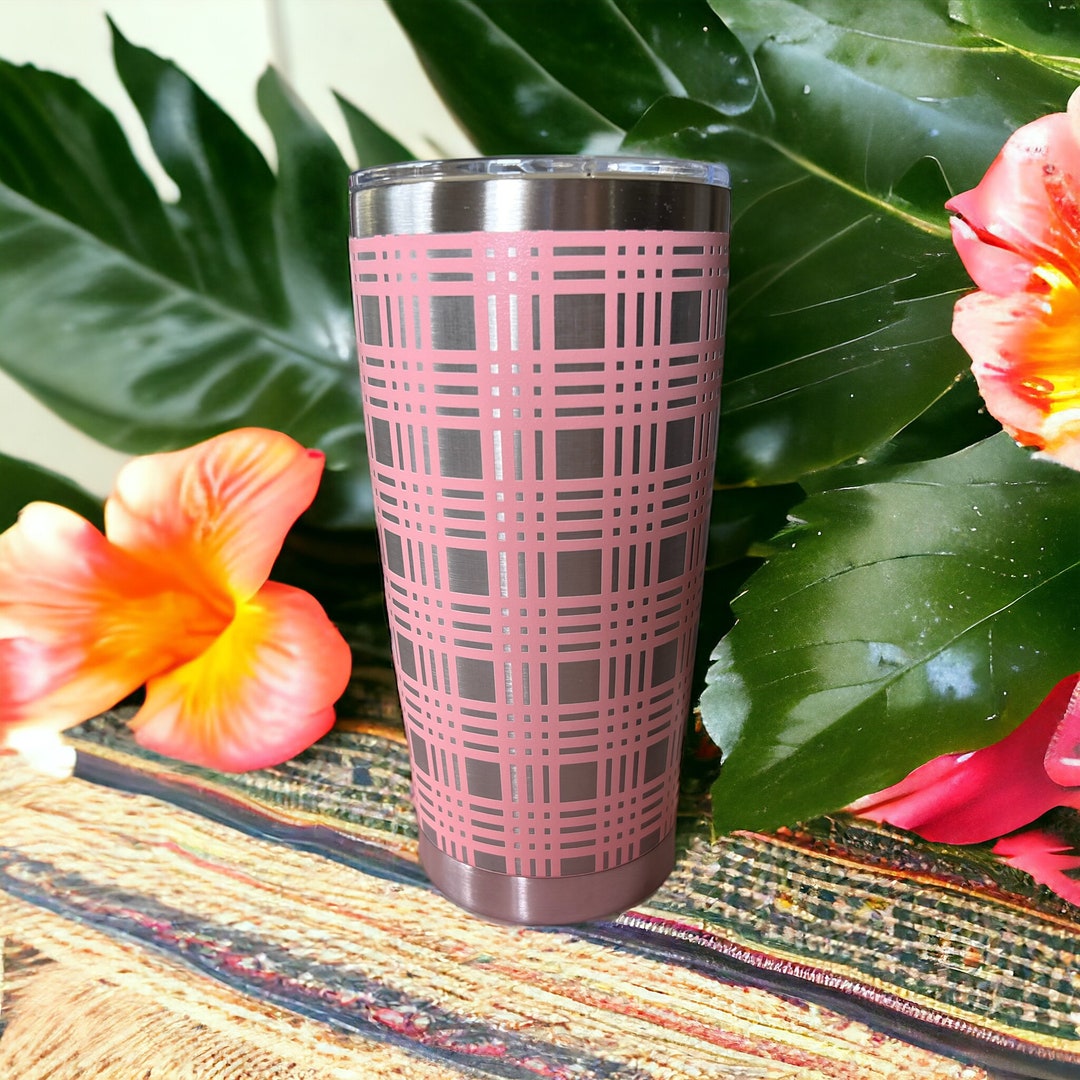 Hawaiian Palaka Plaid Tumbler: Laser Engraved Stainless Steel Travel ...
