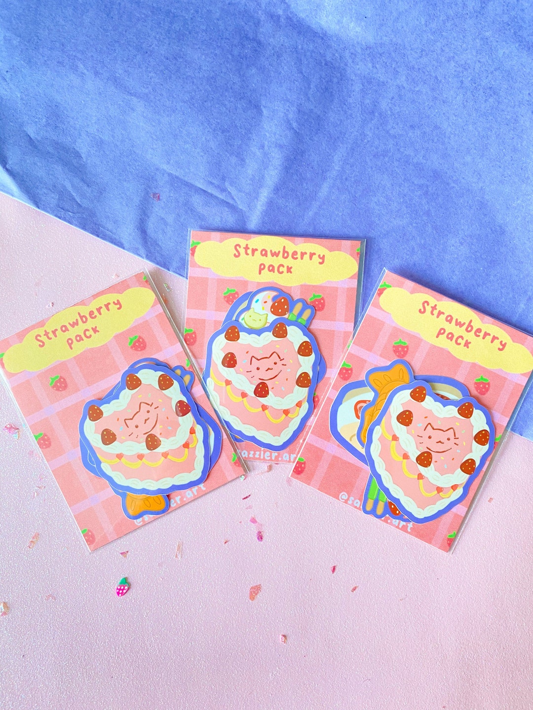 Strawberry Sticker Pack/ Cute Sticker/ Kawaii Sticker/ Ice - Etsy