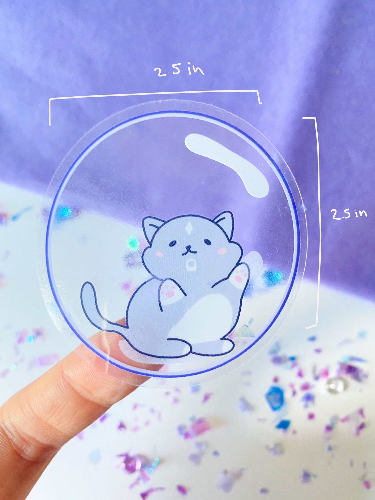 Clear Bubble Cat Sticker/cute/cat Stickers/cats/kawaii - Etsy