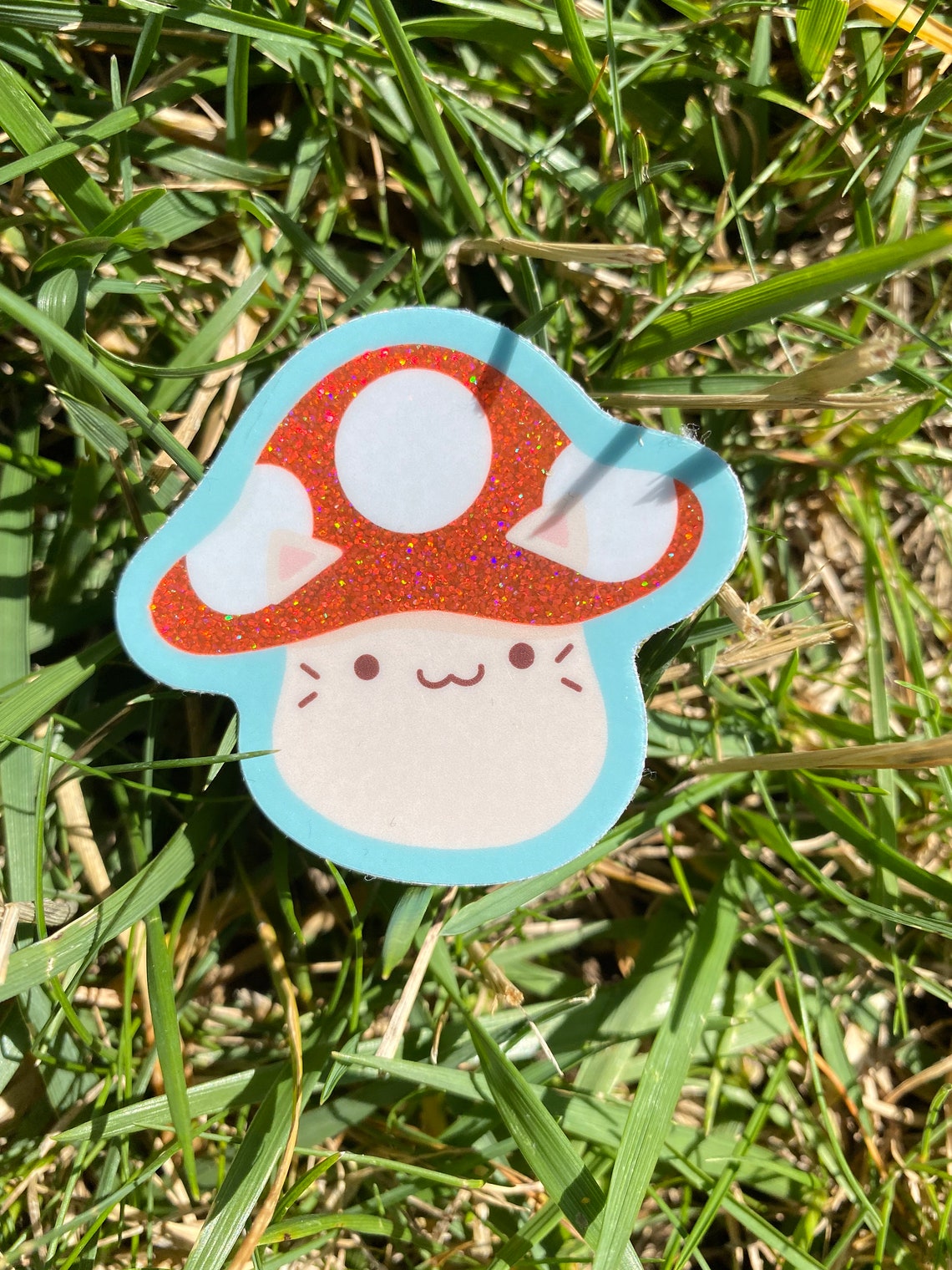 Mushroom Cat Glitter Sticker/ Cute Cat Sticker/ Holographic - Etsy