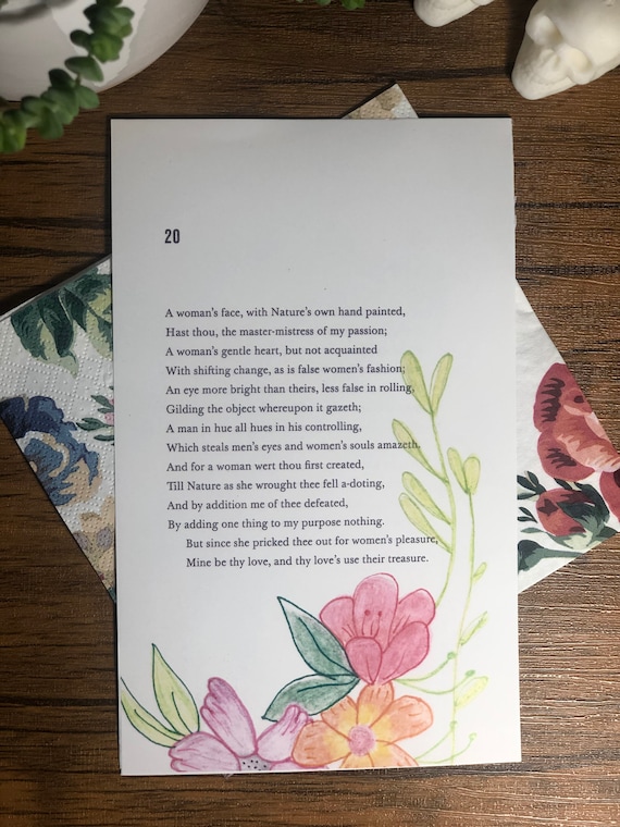 Shakespeare Sonnet Hand Draw Flower Print - Etsy