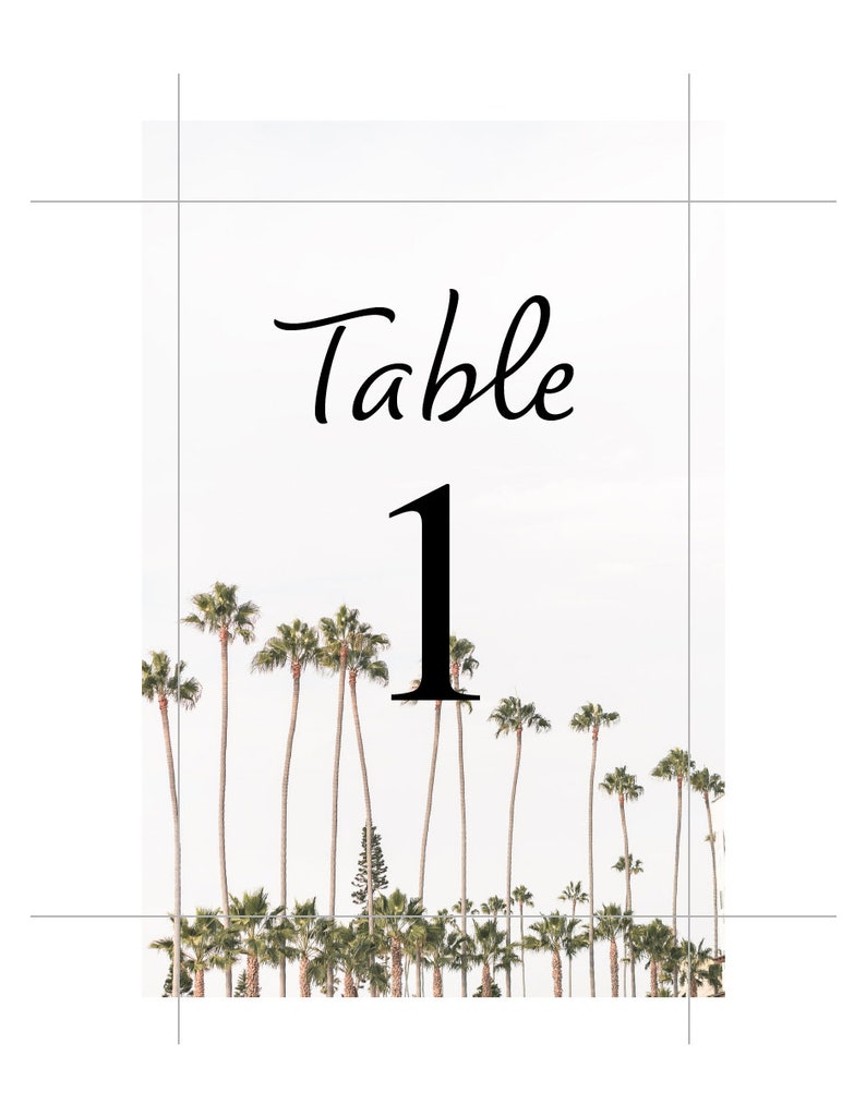 Printable Wedding Table Numbers Palm Trees Destination - Etsy