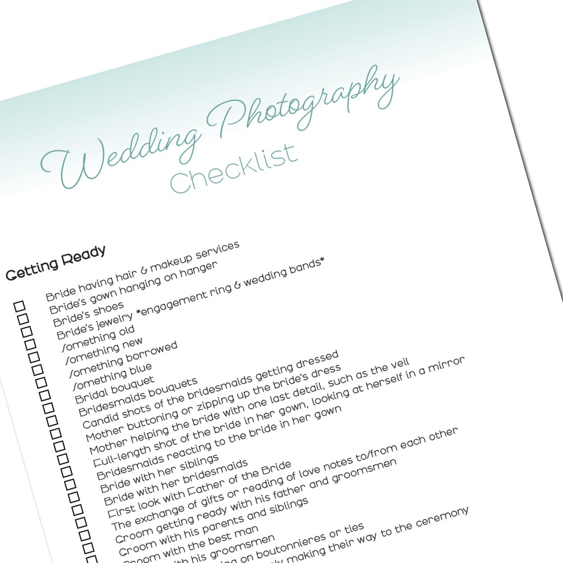 Editable Wedding Photography Checklist, Photographer Form, Printable ...