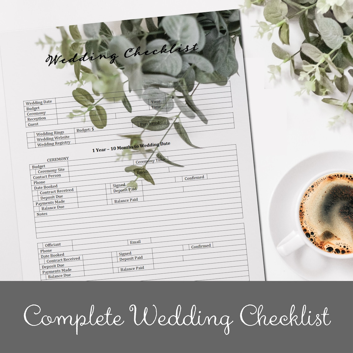 Complete 12 Month Wedding Planning Checklist, Instant PDF Download ...